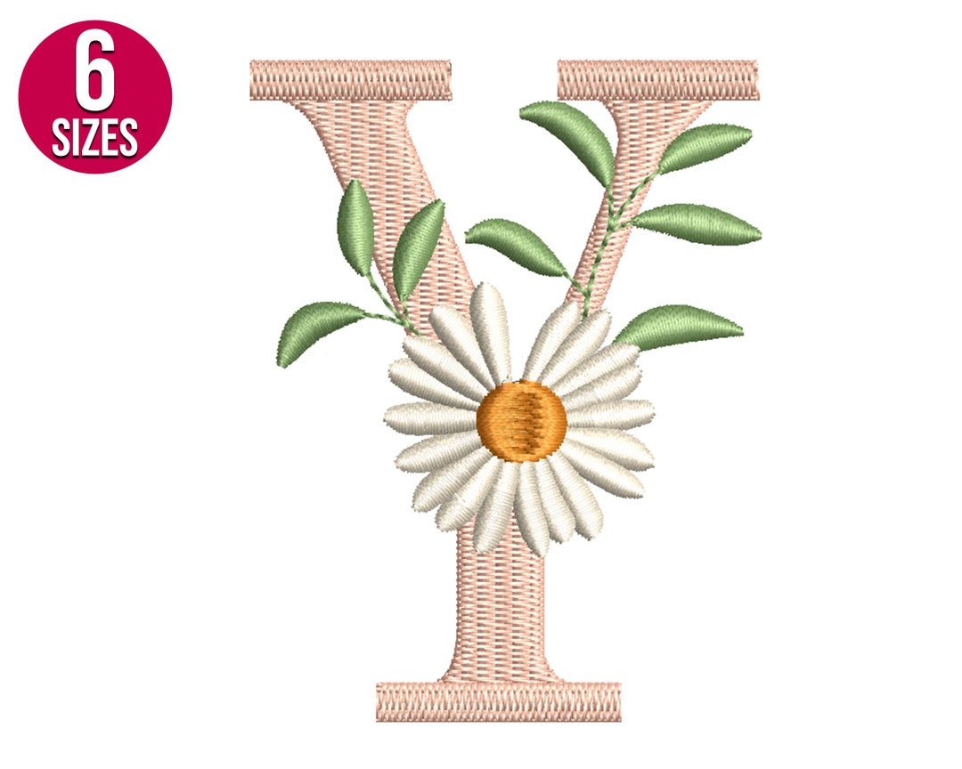 Floral Font Flower Alphabet Y Letter Embroidery Design, Machine ...