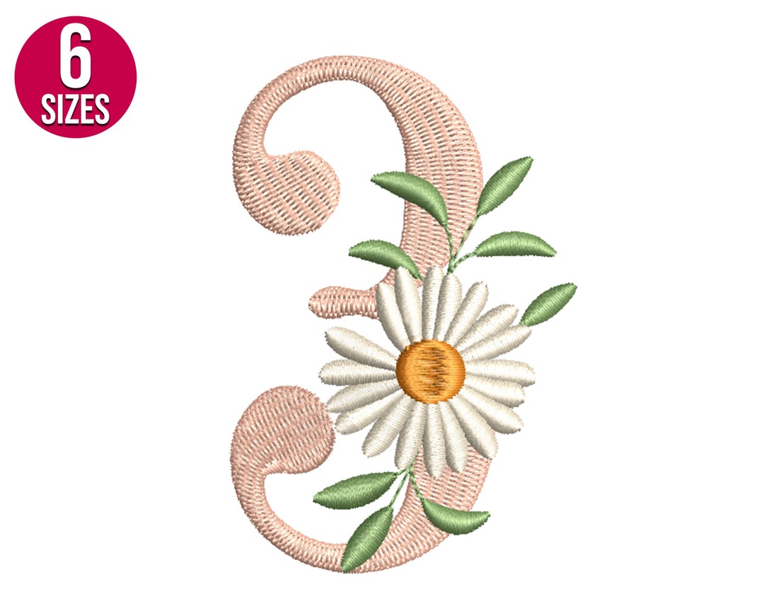 Floral Font Flower Alphabet Number Three Embroidery Design, Number 3 ...