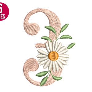 Floral Font Flower Alphabet Number Three Embroidery Design, Number 3 ...