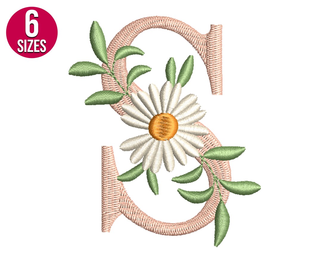 Floral Font Flower Alphabet S Letter Embroidery Design, Machine ...