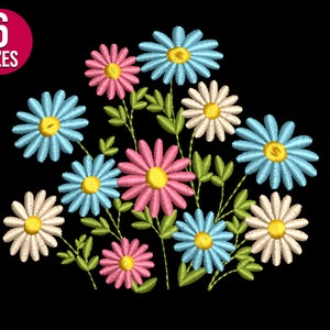 Daisy Flower Bunch Embroidery Design, Wildflowers, Machine Embroidery ...