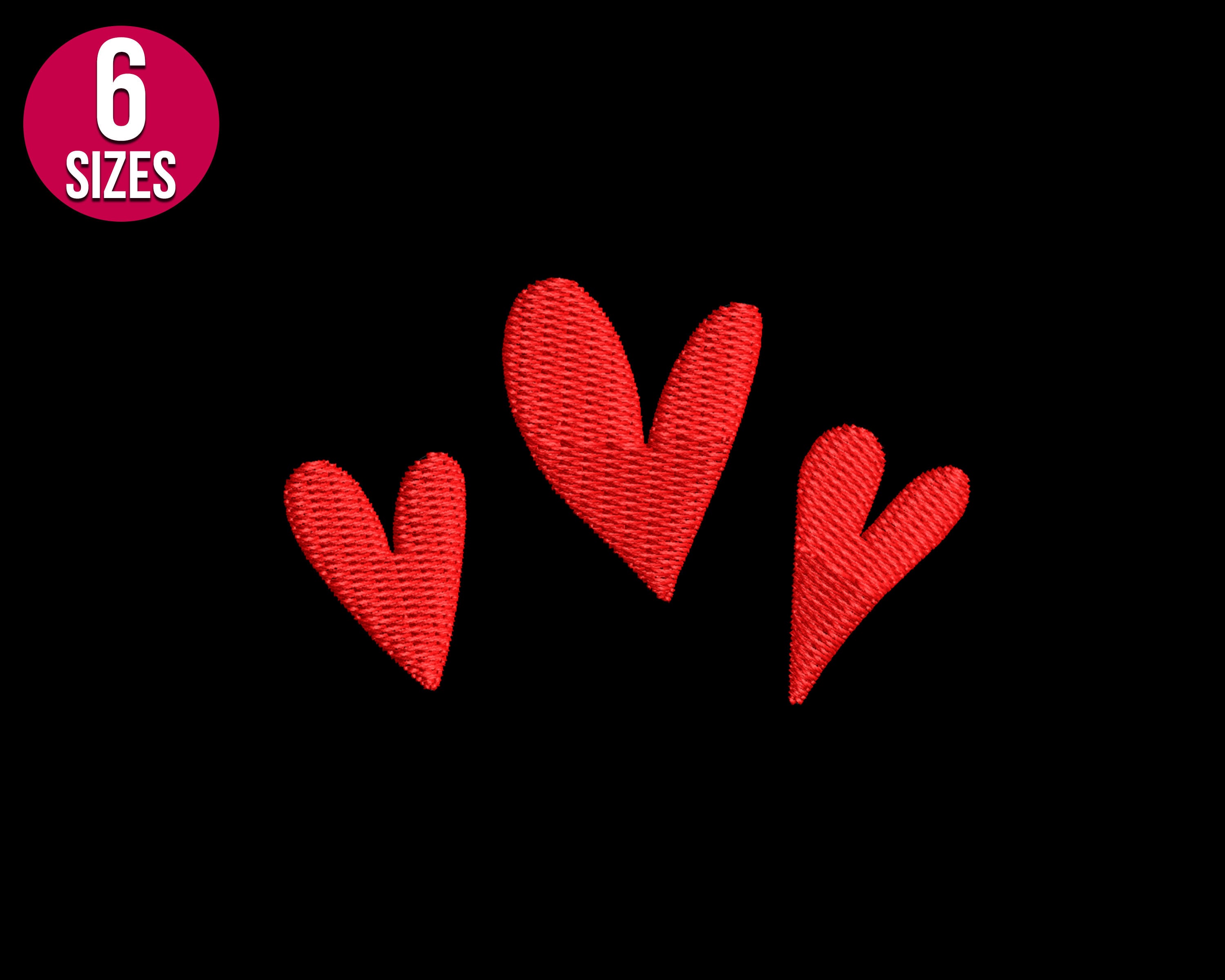 Mini Heart Embroidery Design Three Hearts Love Valentines - Etsy