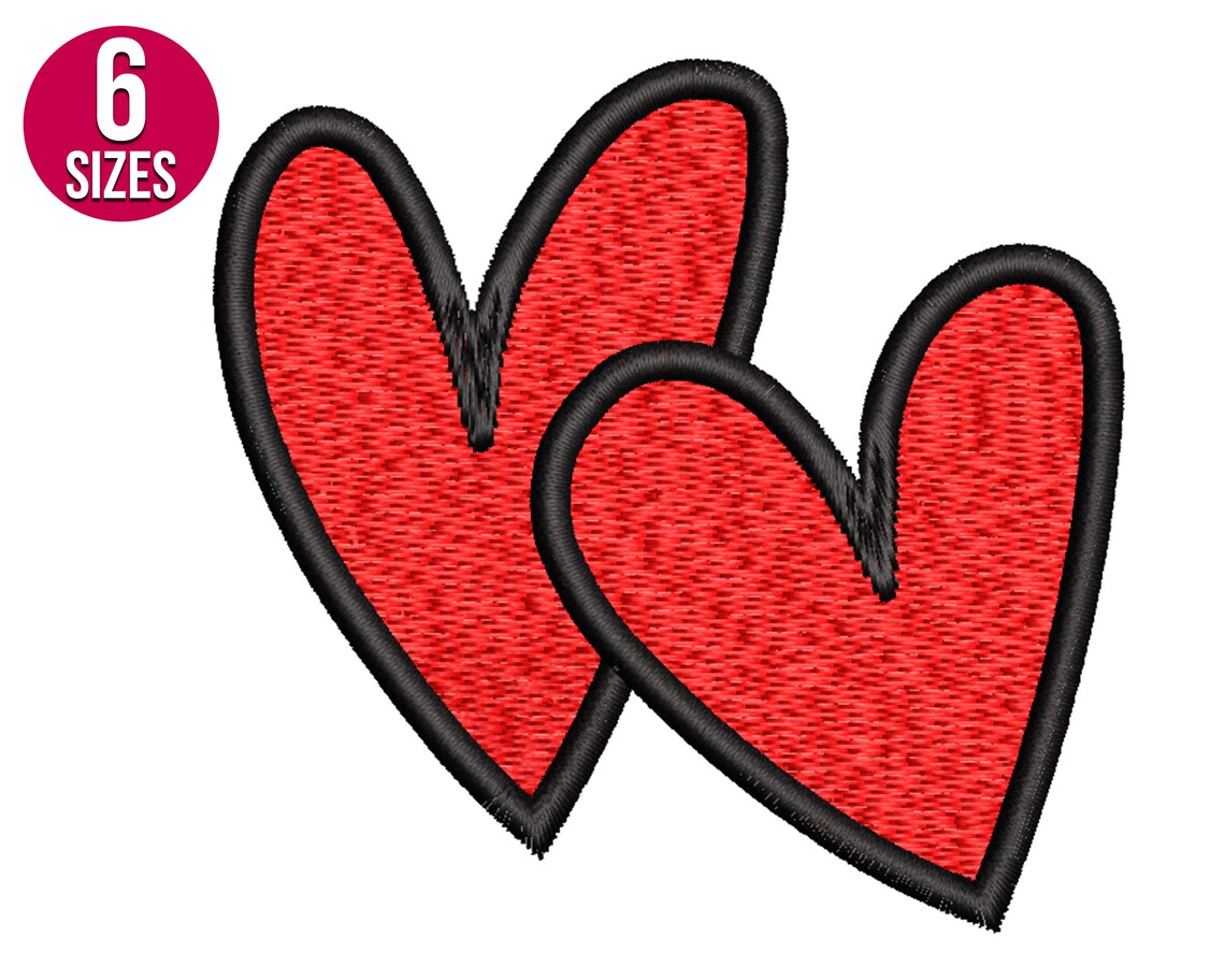 Hearts Embroidery Design Two Hearts Heart Shape Love - Etsy