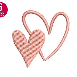 Two Hearts Embroidery Design, Mini Heart Shape, Love, Valentines Day ...