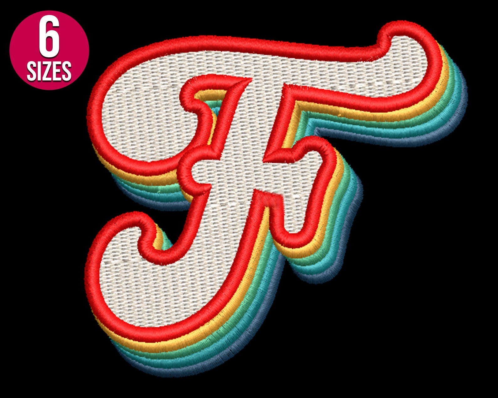 Retro Alphabet Letter F Embroidery Design, Font, Machine Embroidery ...