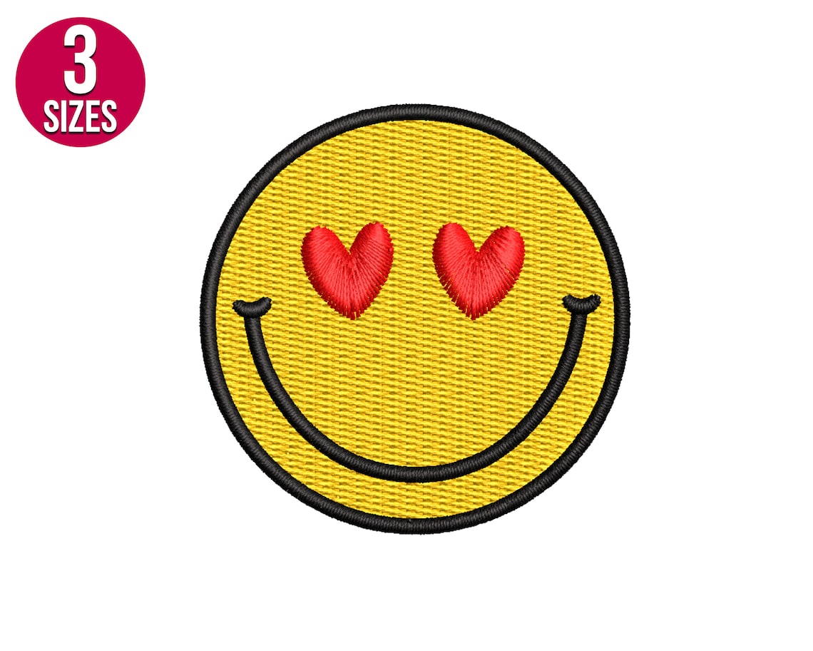 Smiley Face Embroidery Design Emoji Love Valentines Day | Etsy UK