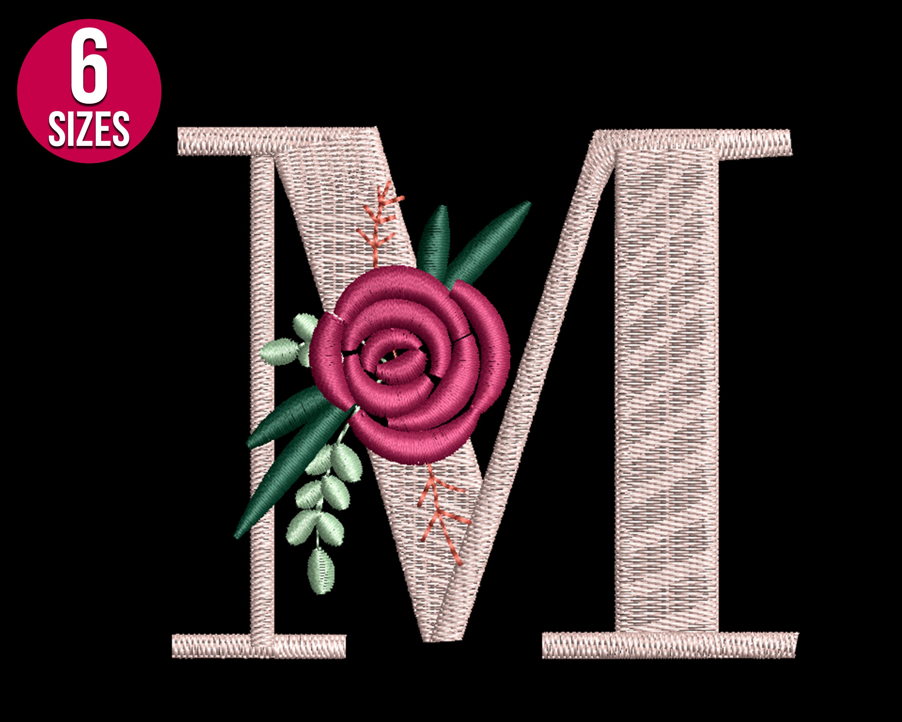 Floral Font Flower Alphabet M Letter Embroidery Design - Etsy