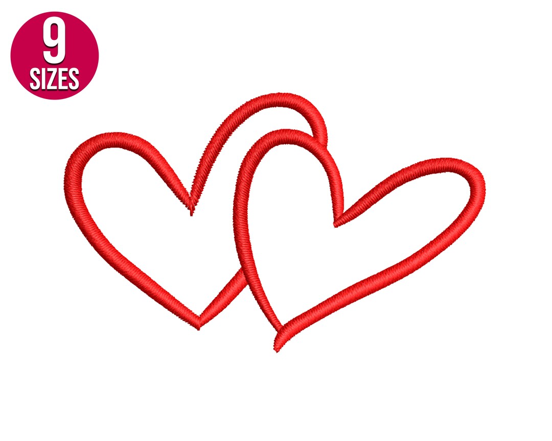 Heart Embroidery Design, Crossed Heart Shape, Love, Valentines Day ...