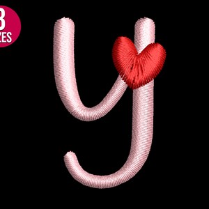 Valentines Font Heart Alphabet Y Letter Embroidery Design, Machine ...