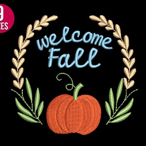 Welcome Fall, Pumpkin Embroidery Design, Thanksgiving Machine ...