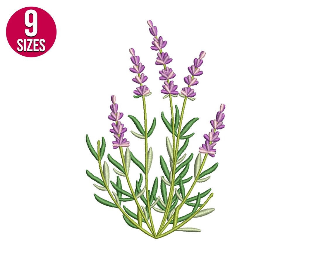 Lavender Bush Embroidery Design, Wildflowers, Herbs, Machine Embroidery ...