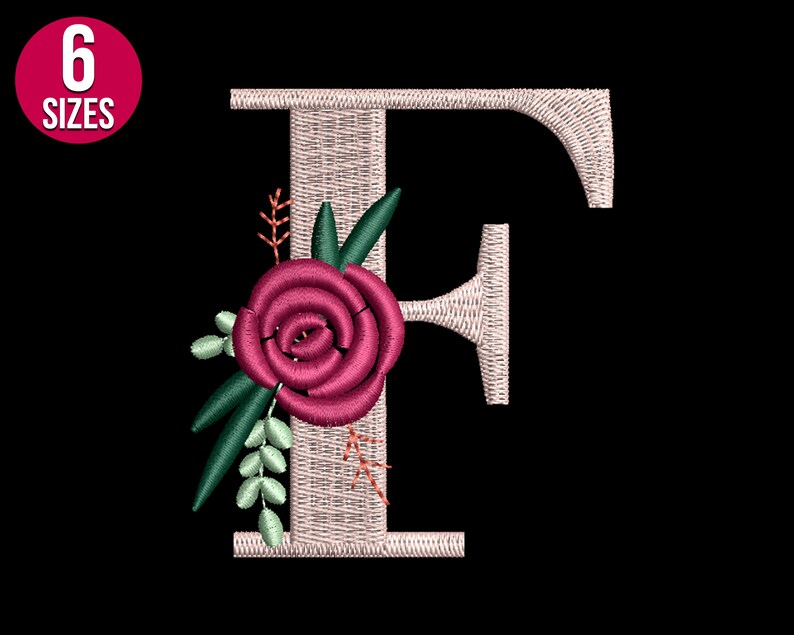 Floral Font Flower Alphabet F Letter Embroidery Design - Etsy