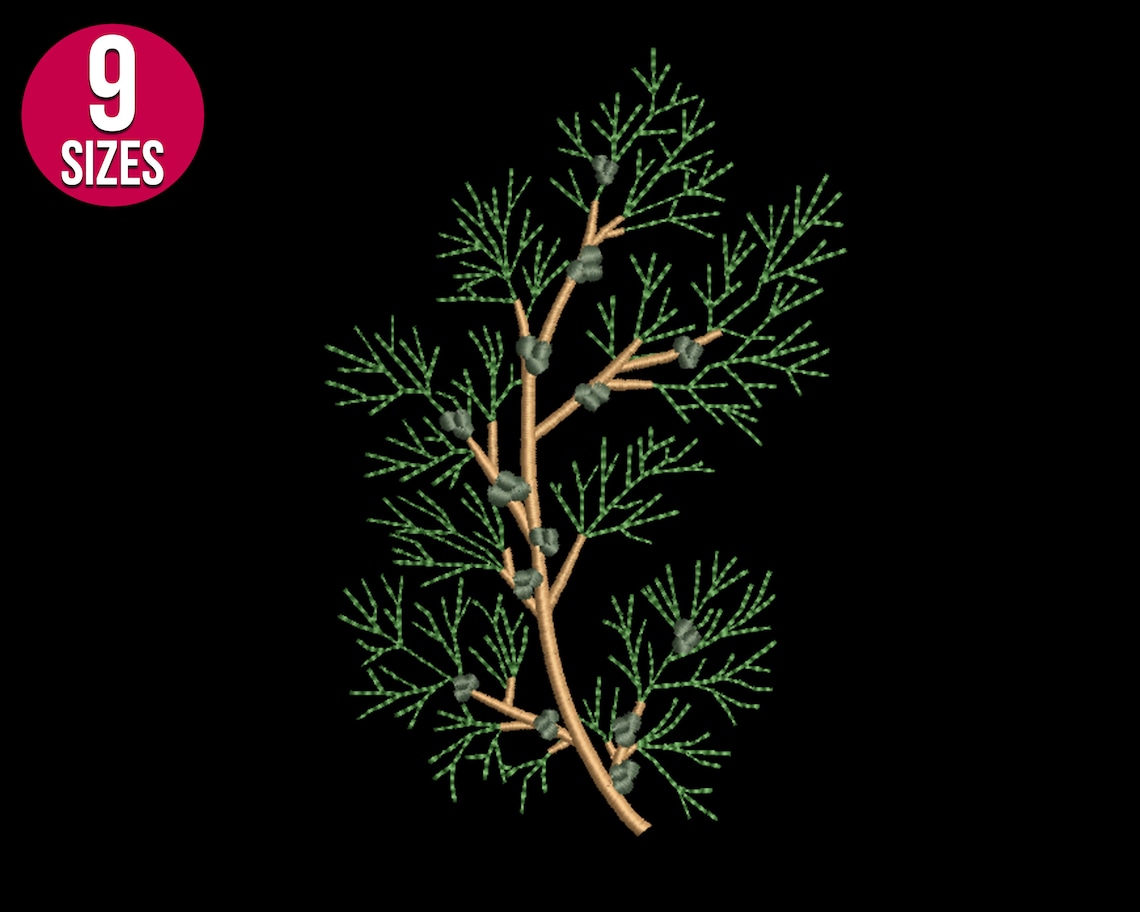 Pine Branch Embroidery Design Christmas Machine Embroidery - Etsy
