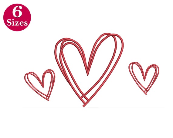 Hearts embroidery design Three hearts Heart shape Love | Etsy