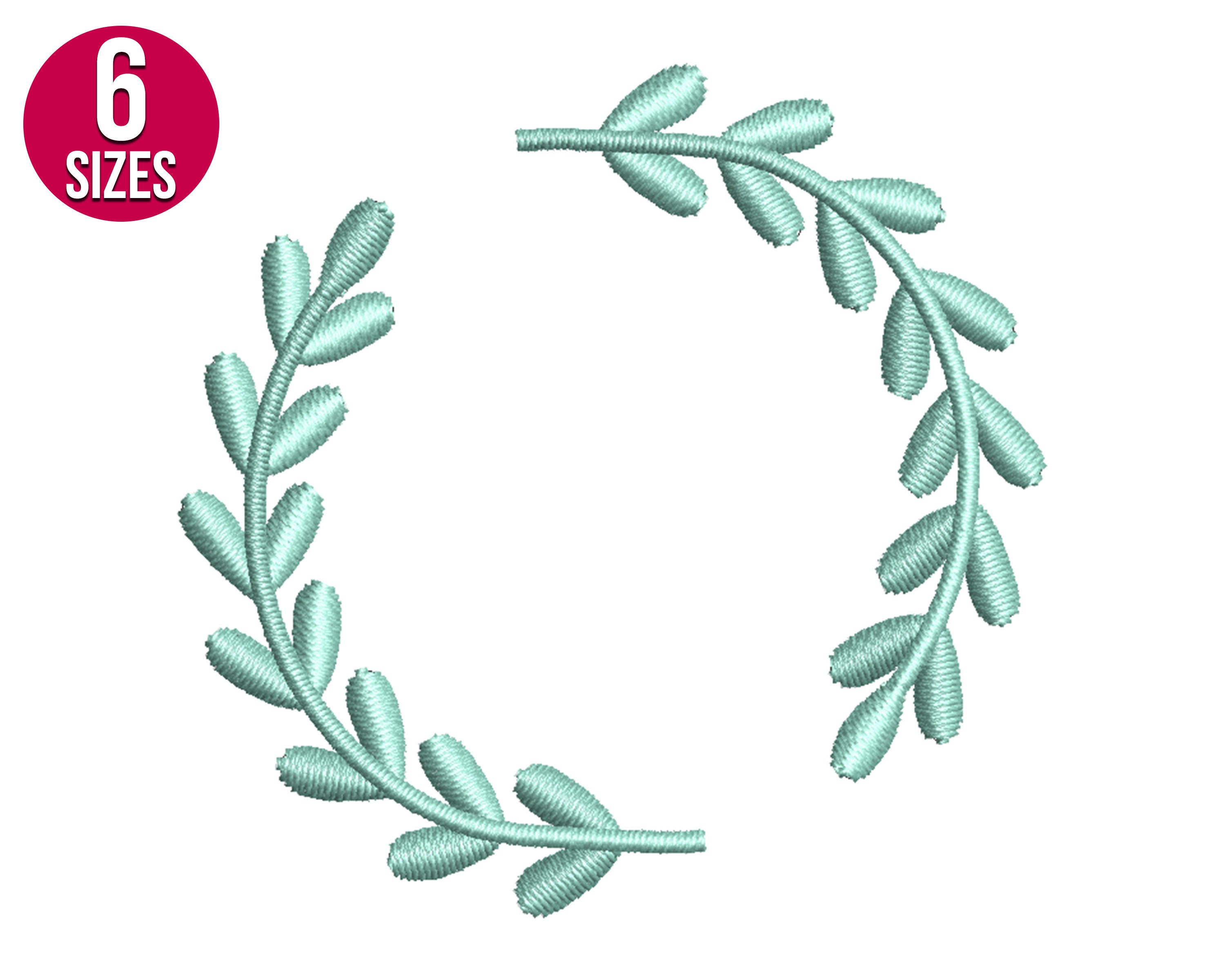 Leaf Wreath Embroidery Design Floral Circle Frame Machine - Etsy