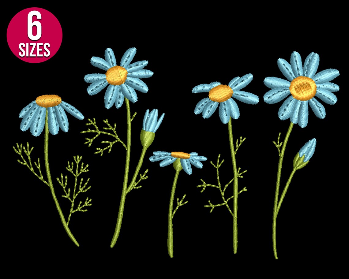 Daisy Flowers Embroidery Design Wildflowers Plants Machine - Etsy