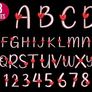 Valentines Font Heart Alphabet Letters Bundle Embroidery Design ...
