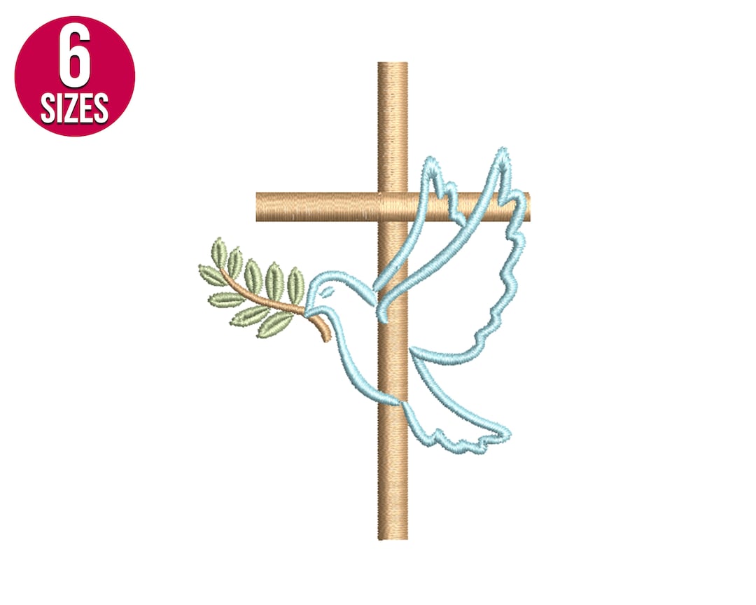 Cross With Dove Embroidery Design, Baptism, Machine Embroidery File ...
