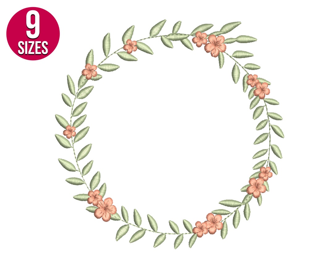 Floral Frame Embroidery Design, Flower Wreath, Machine Embroidery File ...