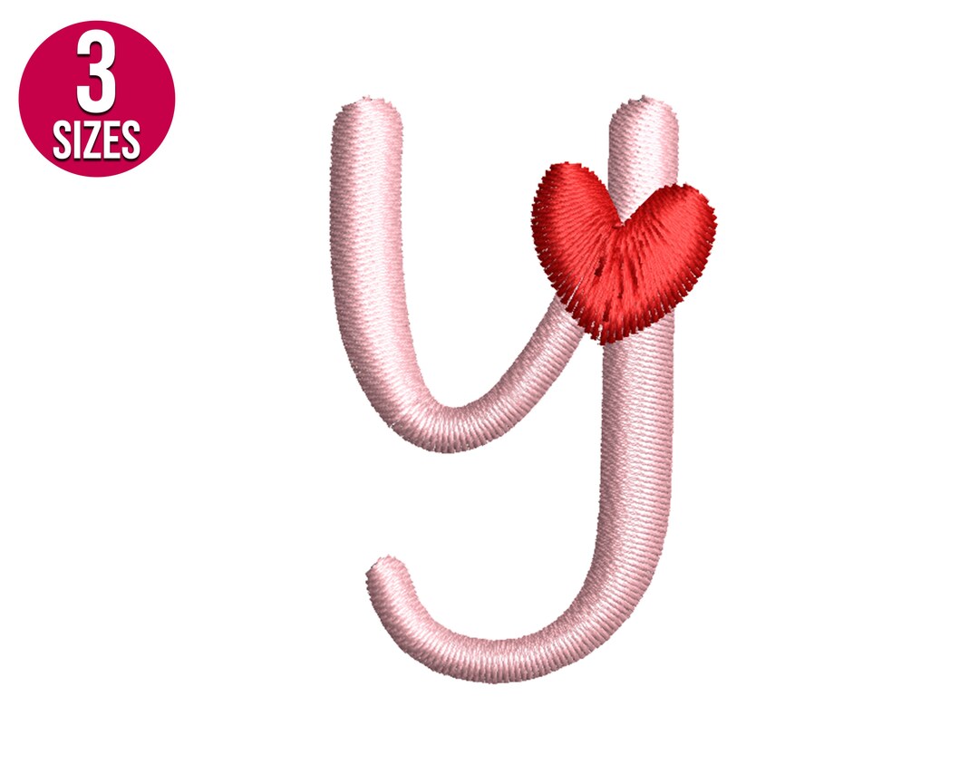 Valentines Font Heart Alphabet Y Letter Embroidery Design, Machine ...