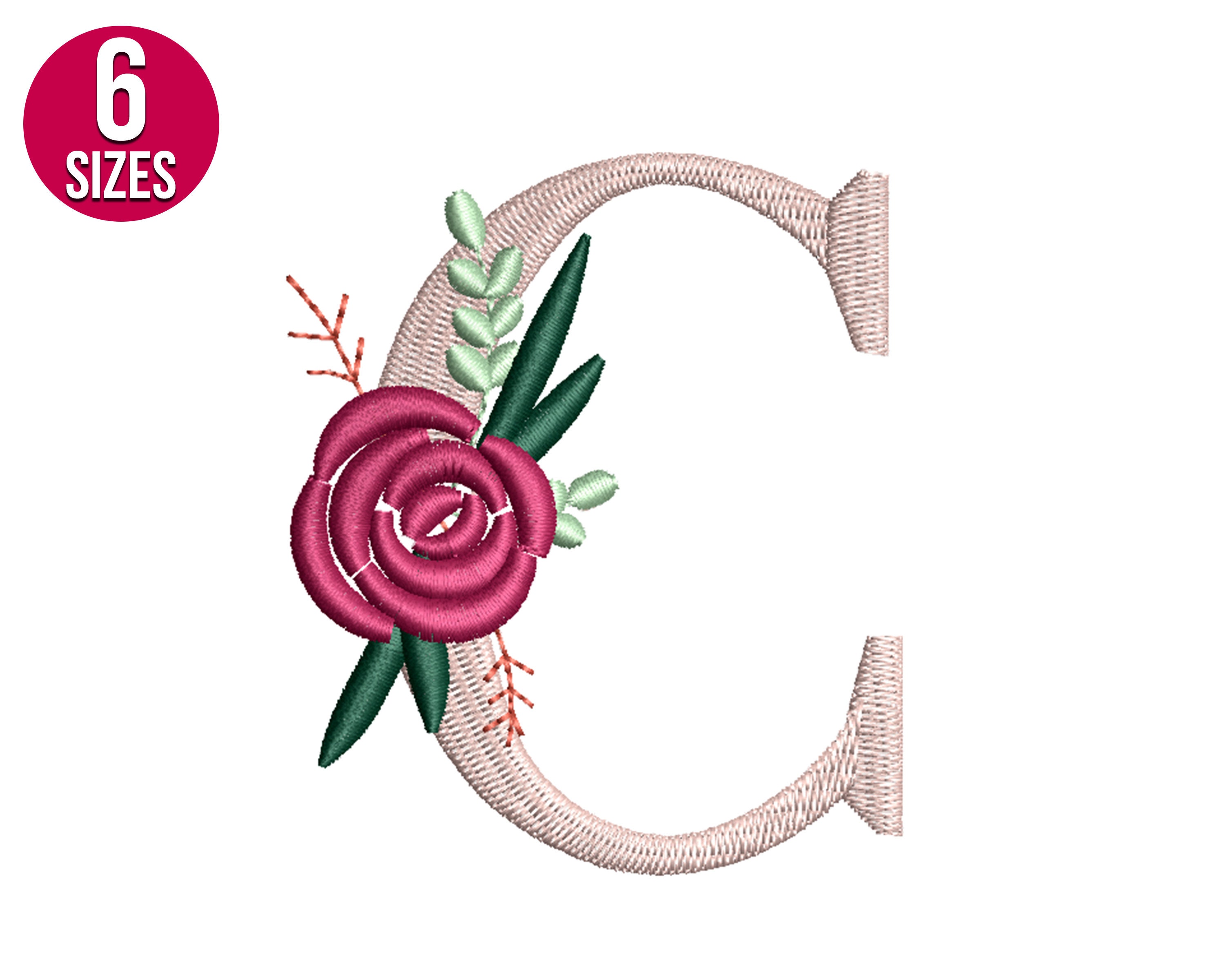 Floral Font Flower Alphabet C Letter Embroidery Design - Etsy