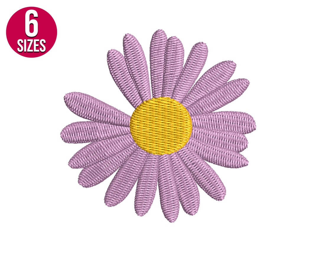 Mini Daisy Flower With Heart Embroidery Design, Machine Embroidery File ...