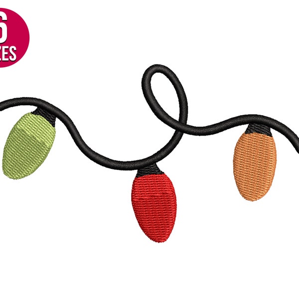 Christmas Lights Embroidery Design - Etsy