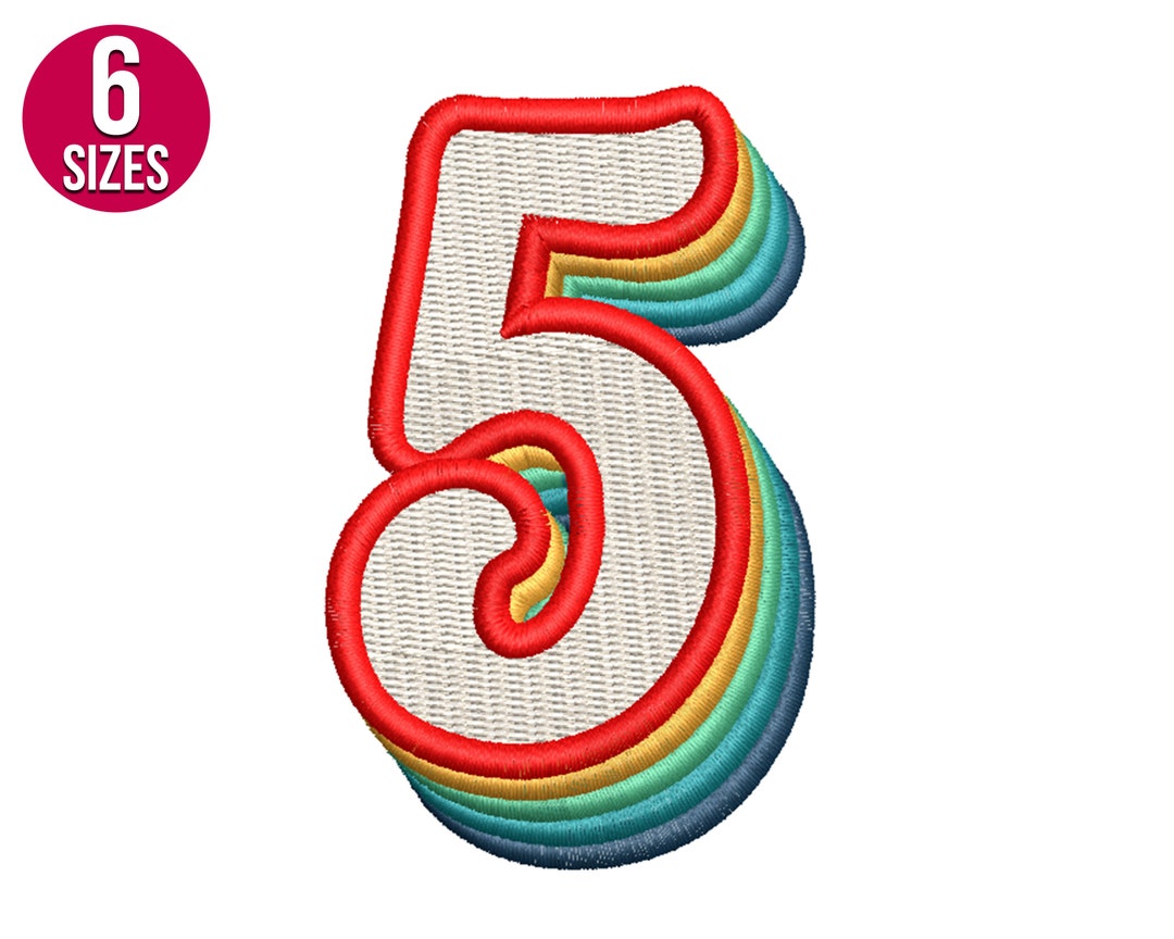 Retro Embroidery Numbers Embroidery Design, Font, Number Five, Machine ...