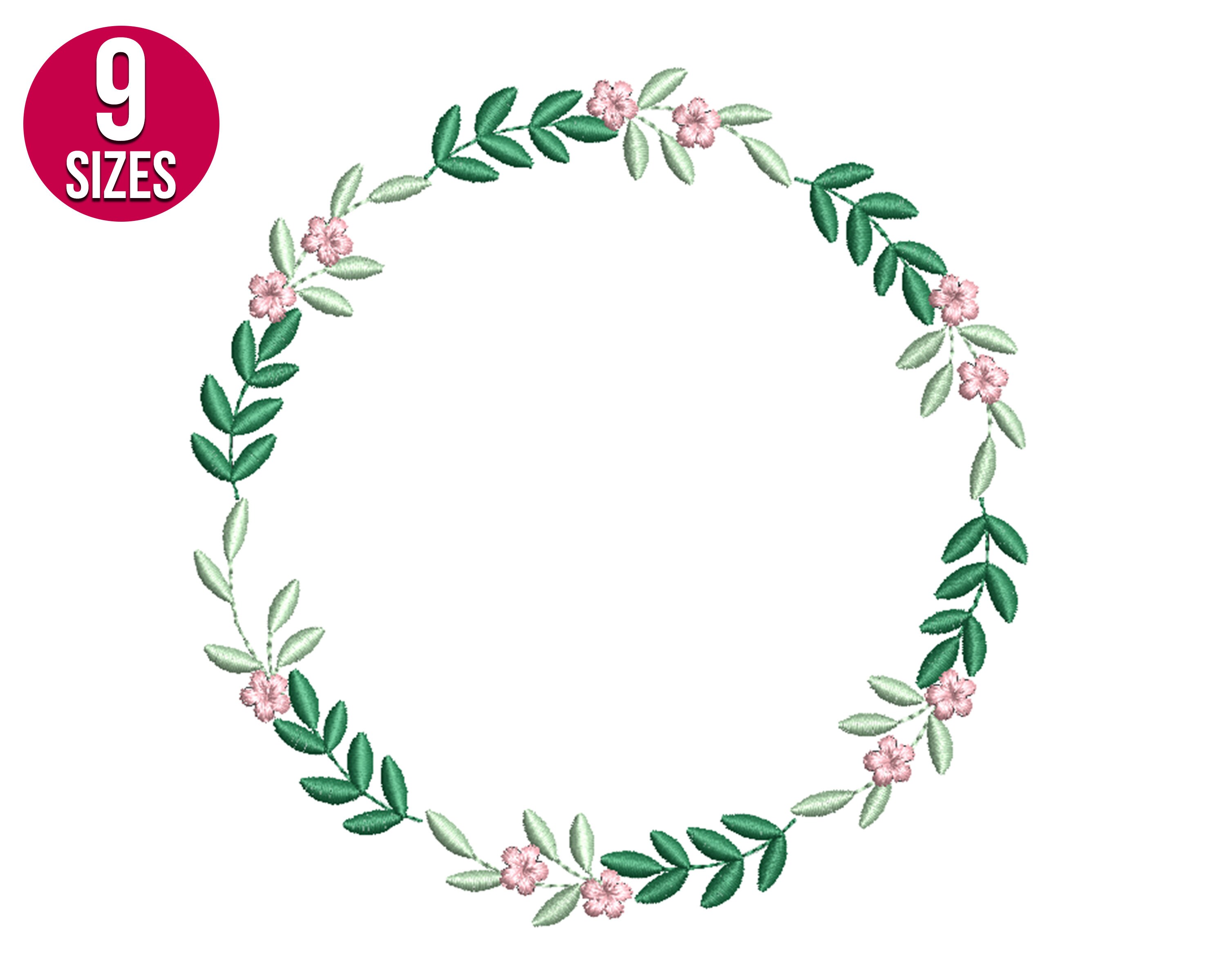 Floral Frame Machine Embroidery Design Circle Frame Instant - Etsy