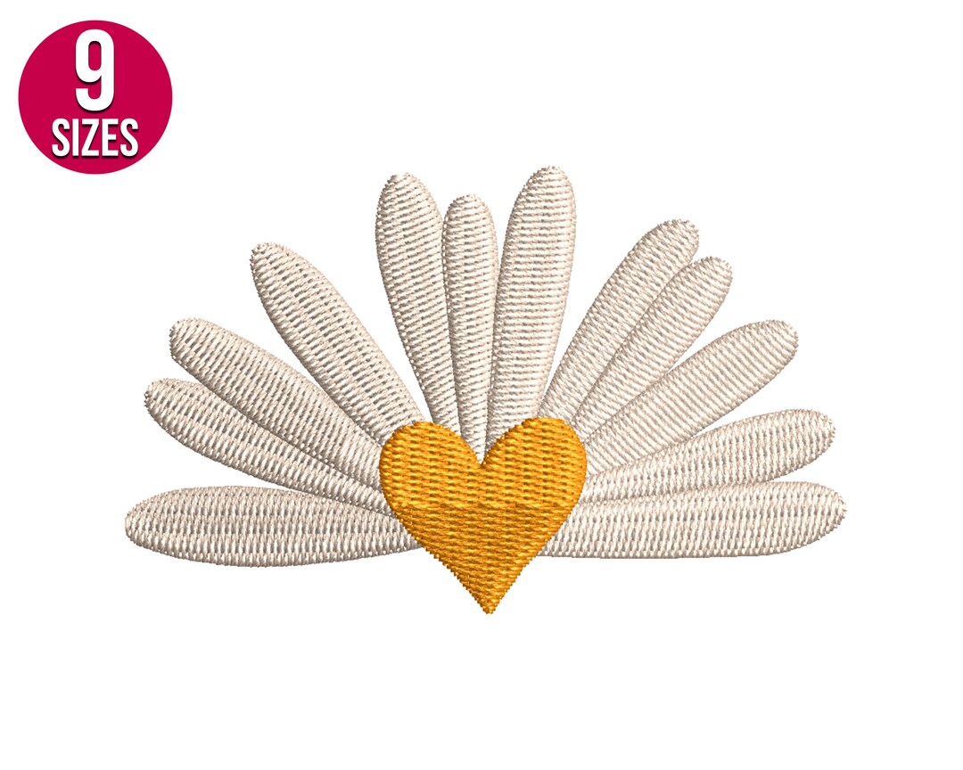 Half Daisy Flowers Embroidery Design, Floral, Machine Embroidery File ...