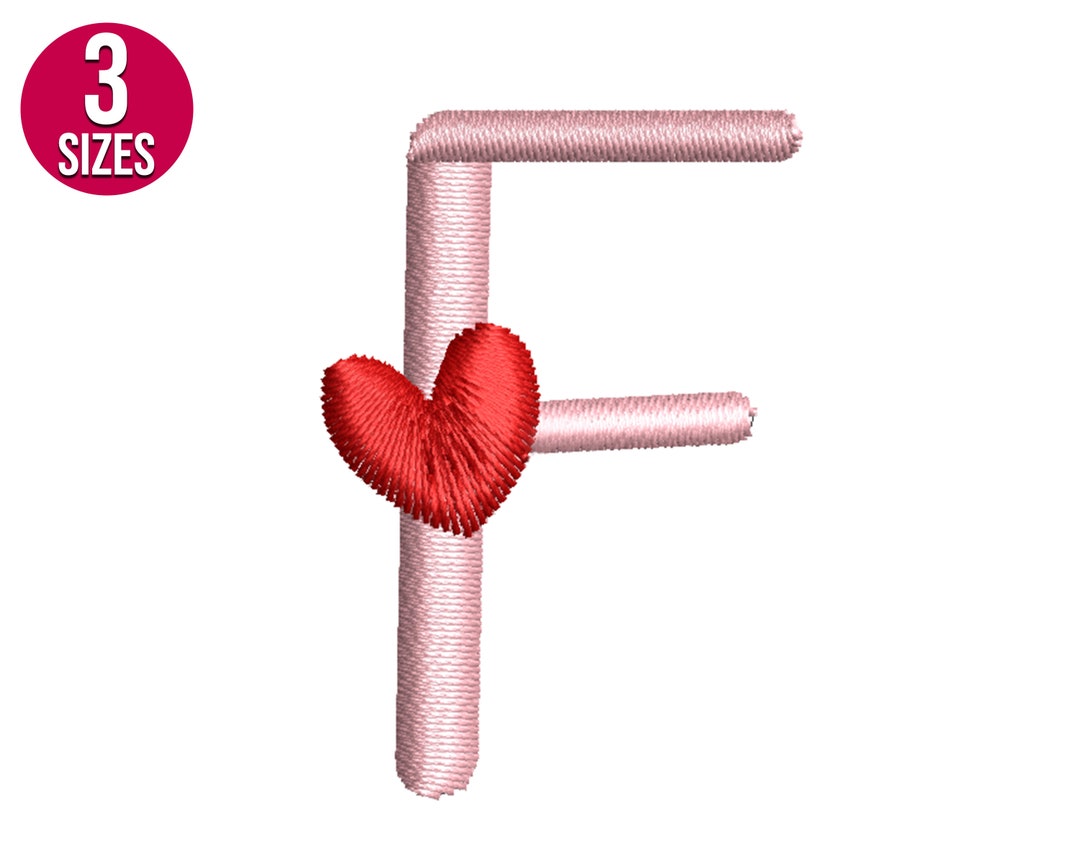 Valentines Font Heart Alphabet F Letter Embroidery Design, Machine ...
