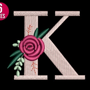 Floral Font Flower Alphabet K Letter Embroidery Design, Machine ...