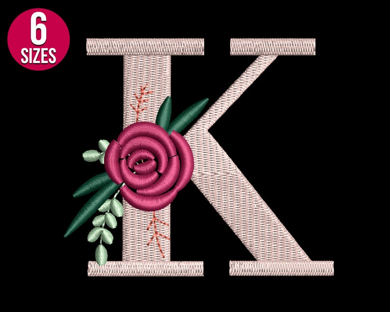 Floral Font Flower Alphabet K Letter Embroidery Design - Etsy