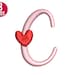 Valentines Font Heart Alphabet C Letter Embroidery Design, Machine ...