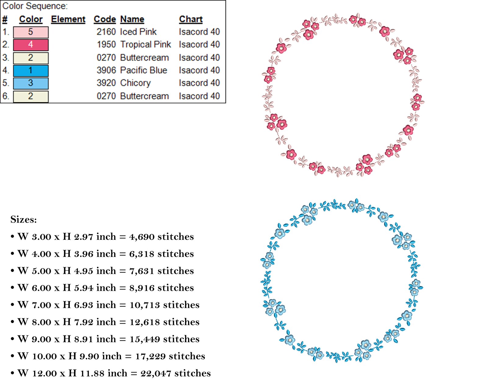 Flower circle border embroidery design Machine embroidery | Etsy