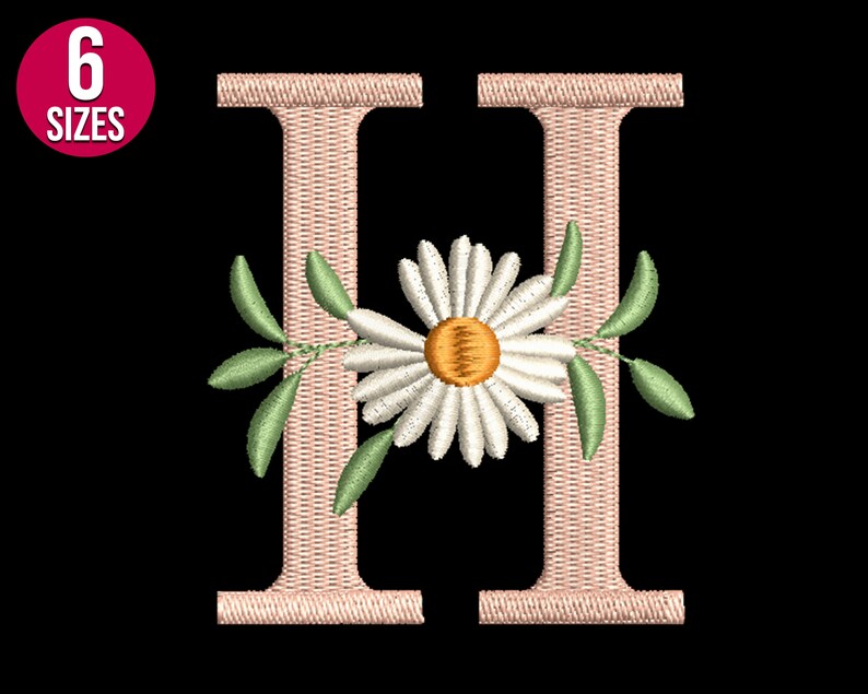 Floral Font Flower Alphabet H Letter Embroidery Design - Etsy