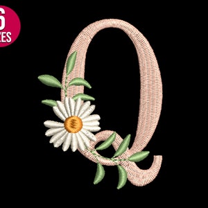 Floral Font Flower Alphabet Q Letter Embroidery Design, Machine ...