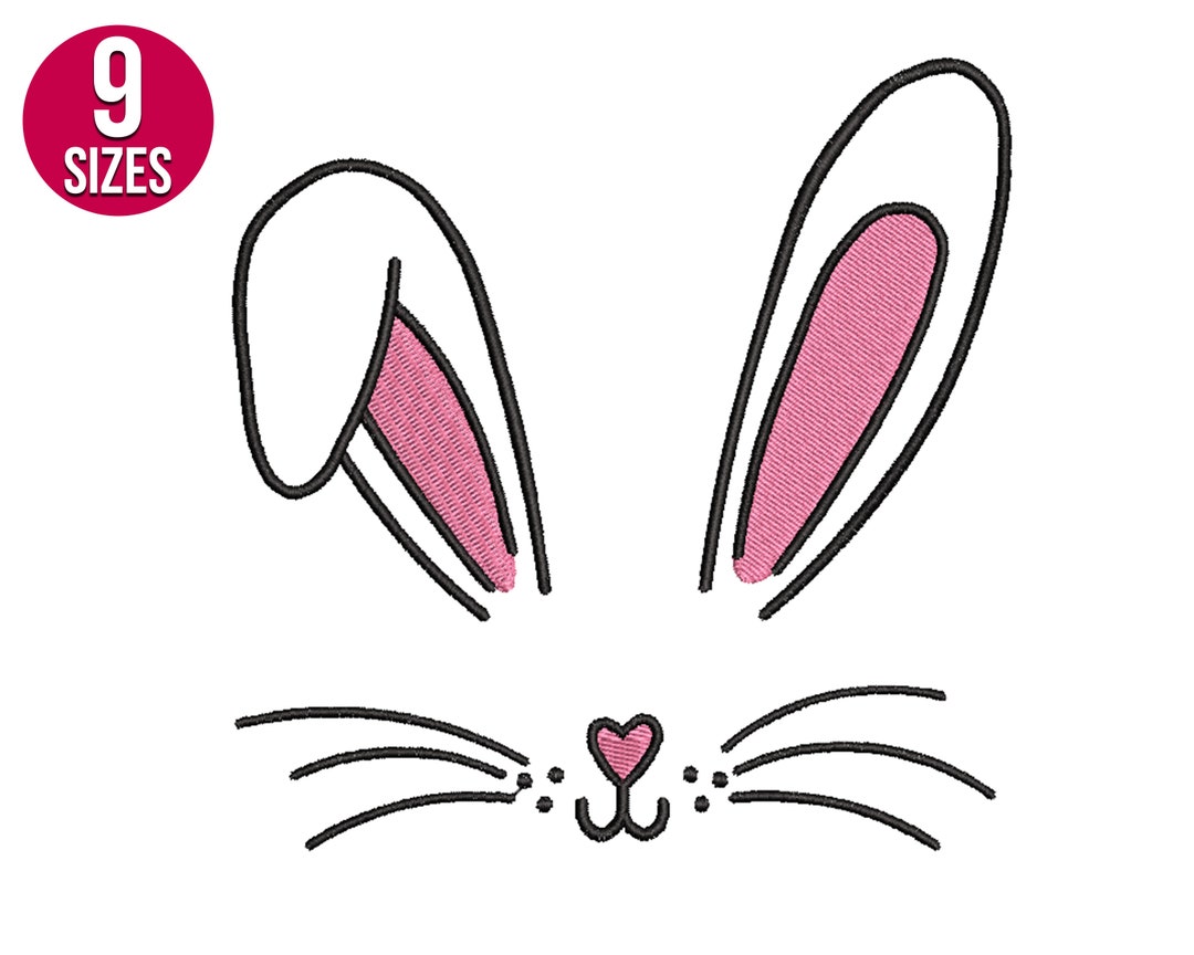 Bunny Face Embroidery Design, Machine Embroidery File, Instant Download ...