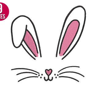 Bunny Face Embroidery Design, Machine Embroidery File, Instant Download ...