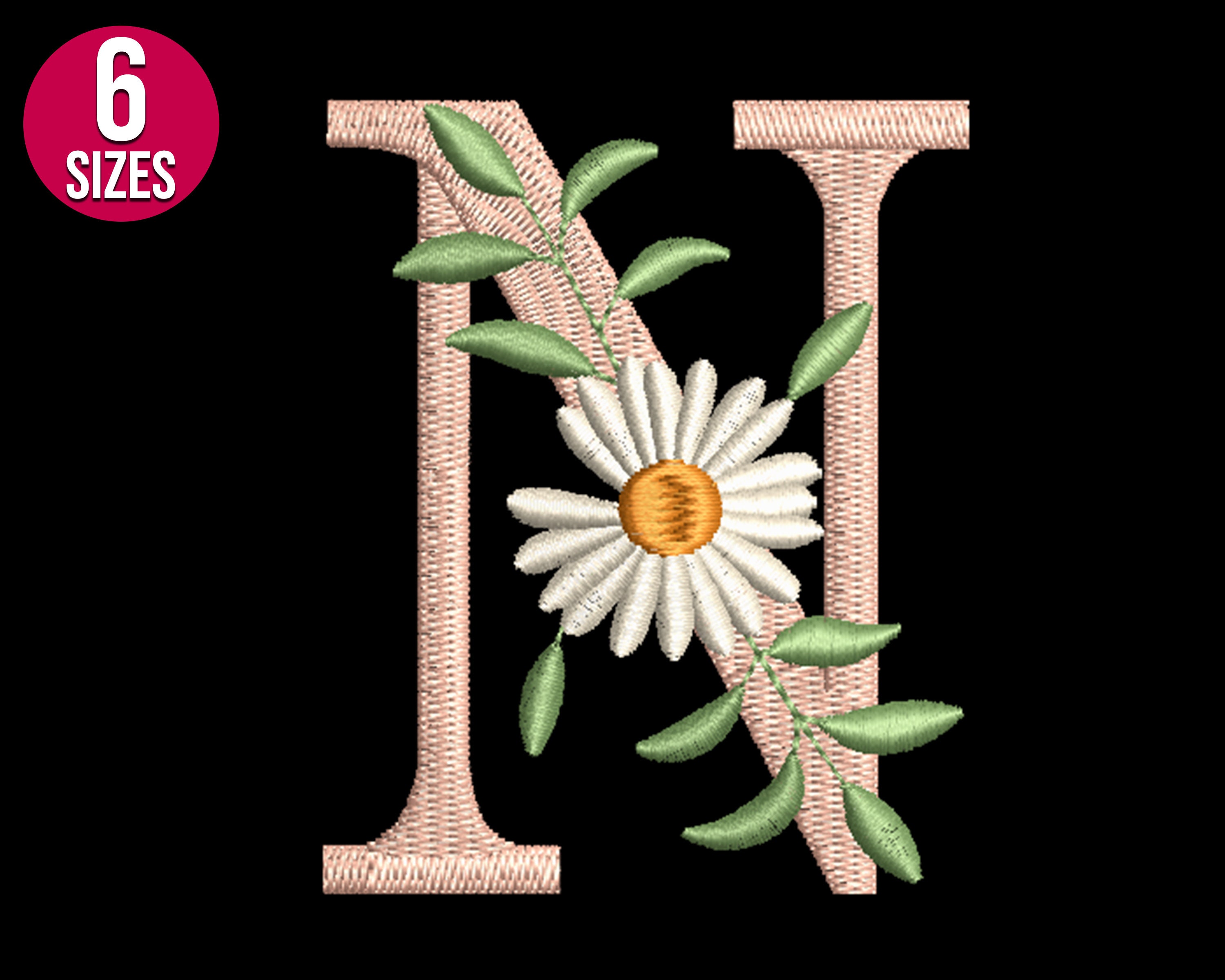 Floral Font Flower Alphabet N Letter Embroidery Design - Etsy