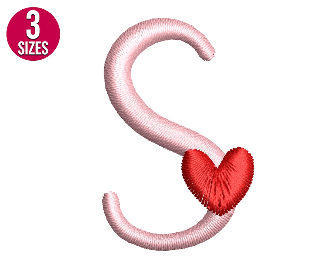 Valentines Font Heart Alphabet S Letter Embroidery Design, Machine ...