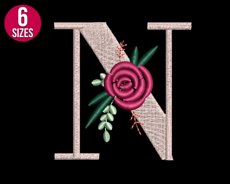 Floral Font Flower Alphabet N Letter Embroidery Design - Etsy