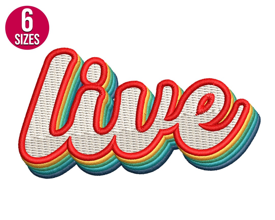 Live Retro Embroidery Design, Machine Embroidery Pattern, Instant ...