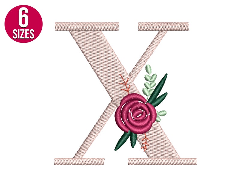 Floral Font Flower Alphabet X Letter Embroidery Design - Etsy