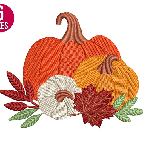 Pumpkin Embroidery Design Fall Embroidery File 4 Sizes - Etsy