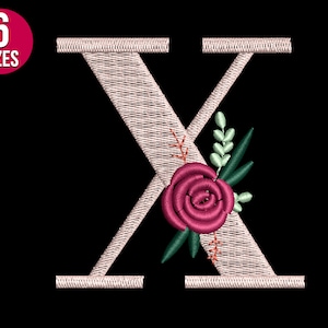 Floral Font Flower Alphabet X Letter Embroidery Design, Machine ...