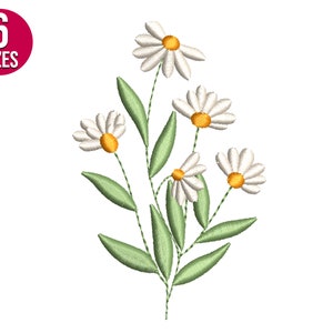 Daisy Flowers Embroidery Design, Wildflowers, Machine Embroidery File ...