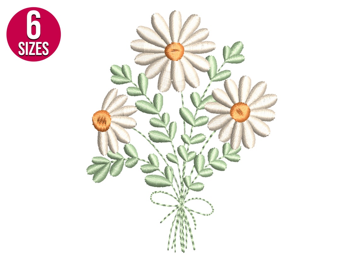 Daisy Flowers Embroidery Design, Wildflowers, Machine Embroidery File ...