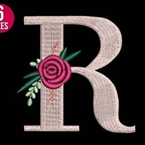 Floral Font Flower Alphabet R Letter Embroidery Design, Machine ...