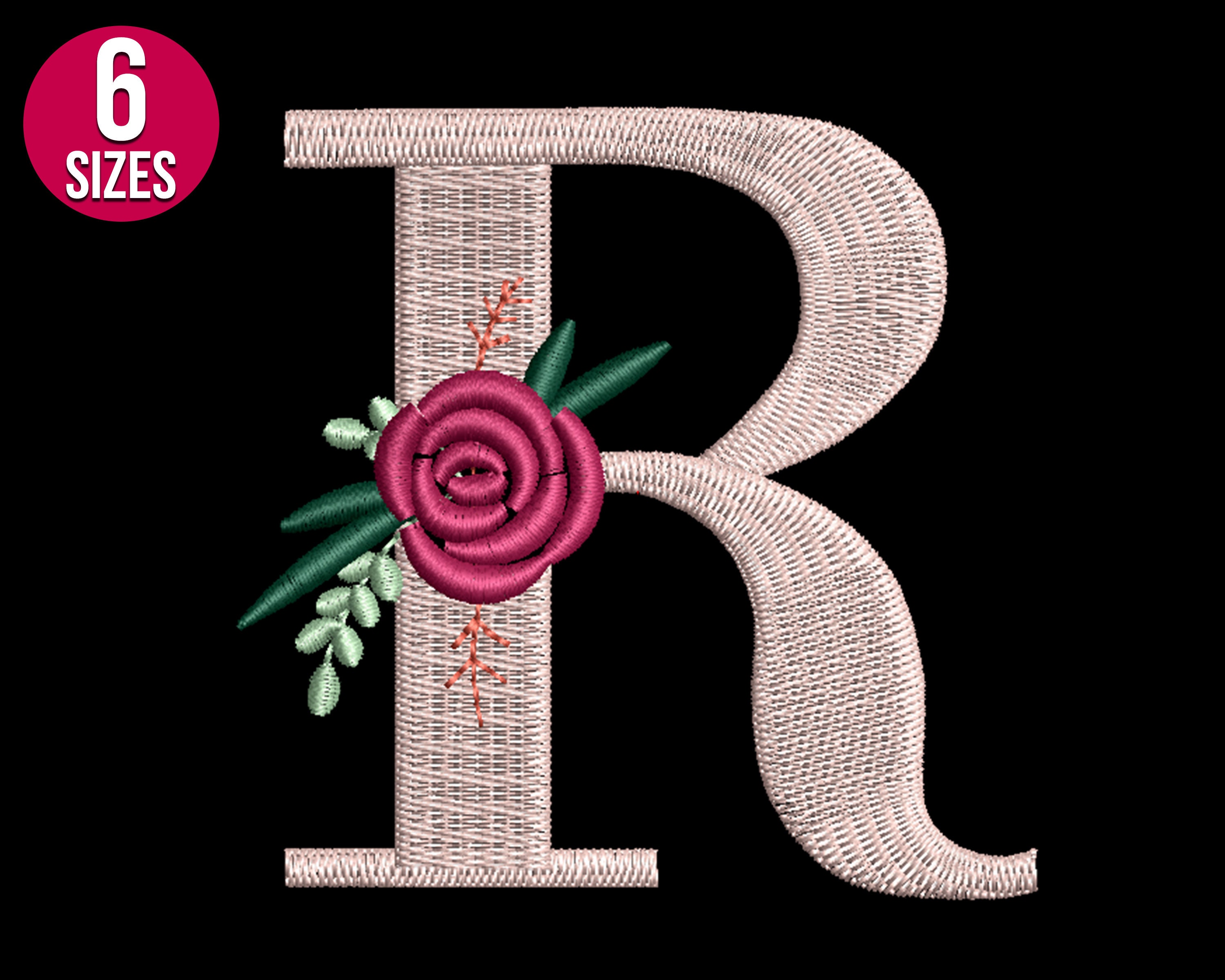 Floral Font Flower Alphabet R Letter Embroidery Design - Etsy